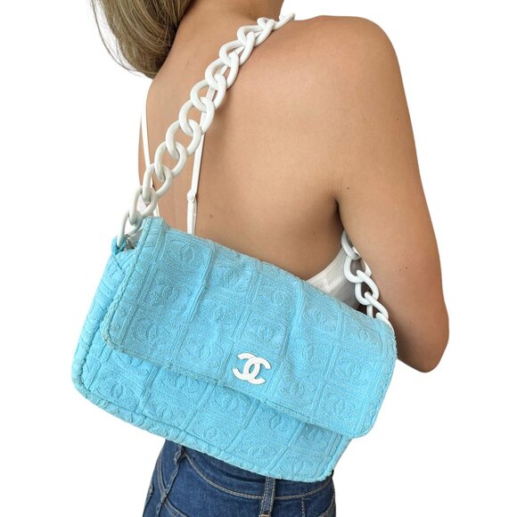 CHANEL | Bags | Chanel Vintage 2s Cc Mark Logo Terrycloth Shoulder Bag ...